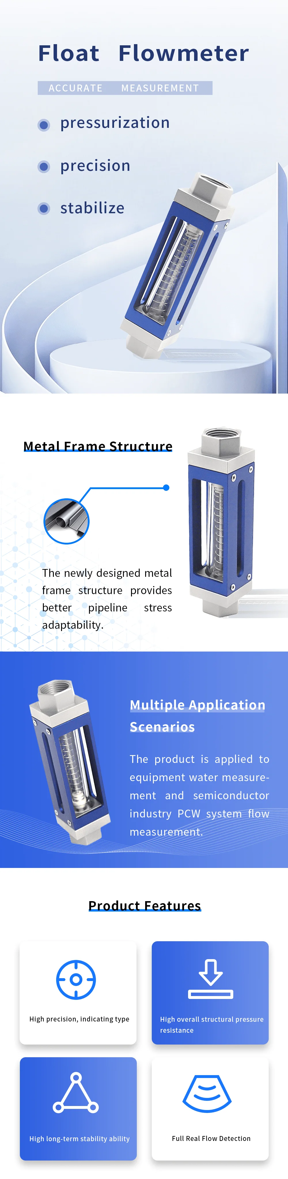 New Wide Range Sus304 Float Flowmeter For Measurement Of Water And Oil ...