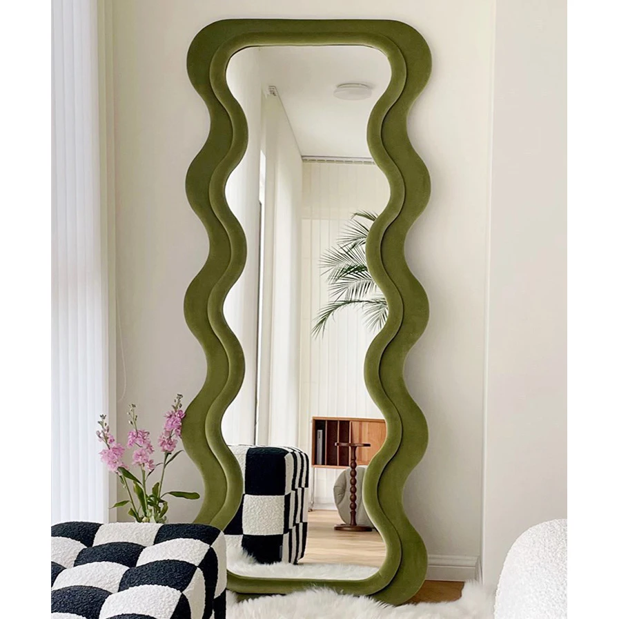 Ins Style Blue Color Full-length Makeup Mirror Wavy Irregular Cosmetic ...