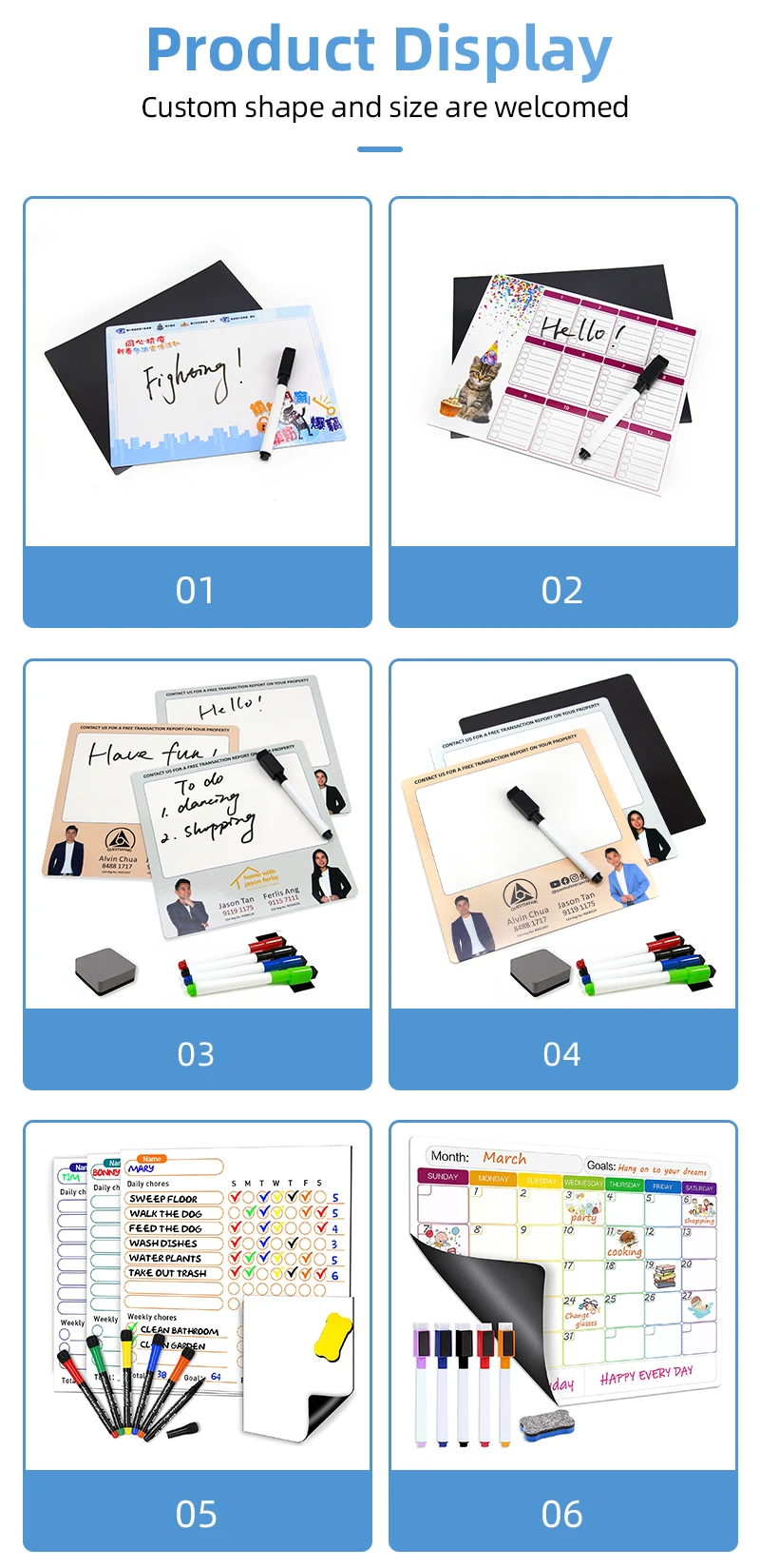 Custom Size Magnetic Whiteboard Soft Dry Erase Fridge Magnet Monthly ...