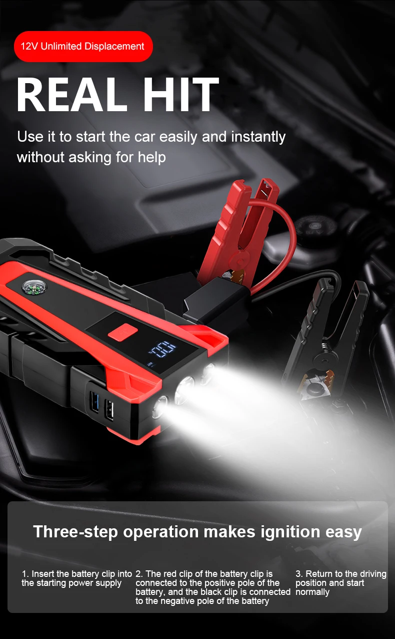 Car Jump Starter Power Bank Vehicle Booster Starting Device Emergency ...