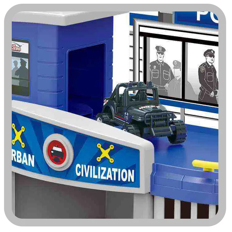 Police Station Kids Toys Play Set With Metal Cars And Other Vehicles ...