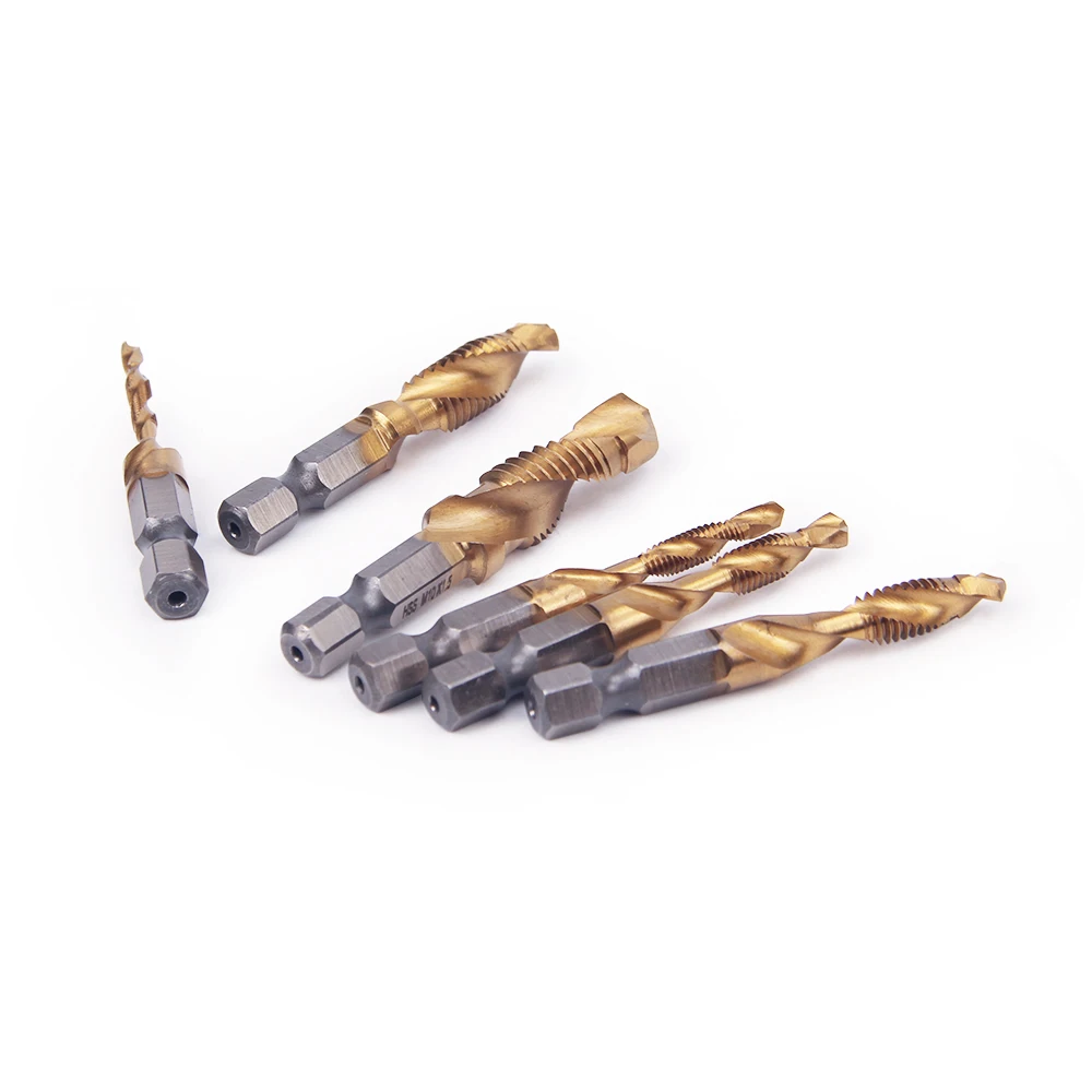 Hss Titanium Machine Taps Sprial Flute Thread Taps M3-m10 For Drill Bit ...