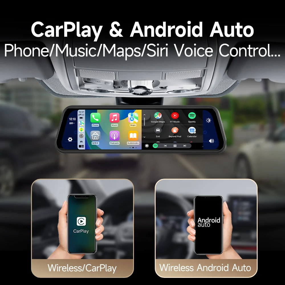 Smart Dvr Carplay Auto Wifi Dash Cam Front And Rear Car Camera Fhd 4k ...