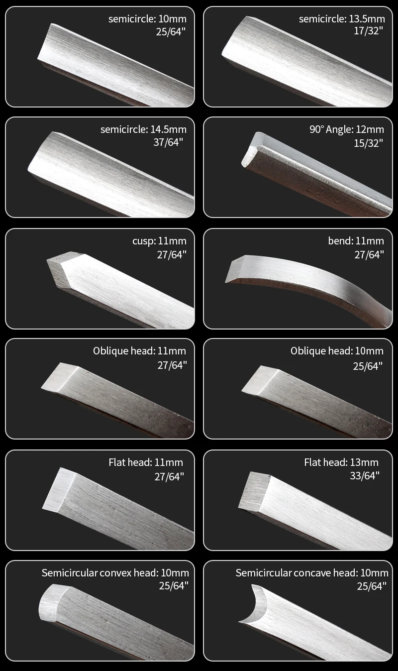 12pcs Professional Wood Carving Chisel Knife Hand Tool Set For Basic ...