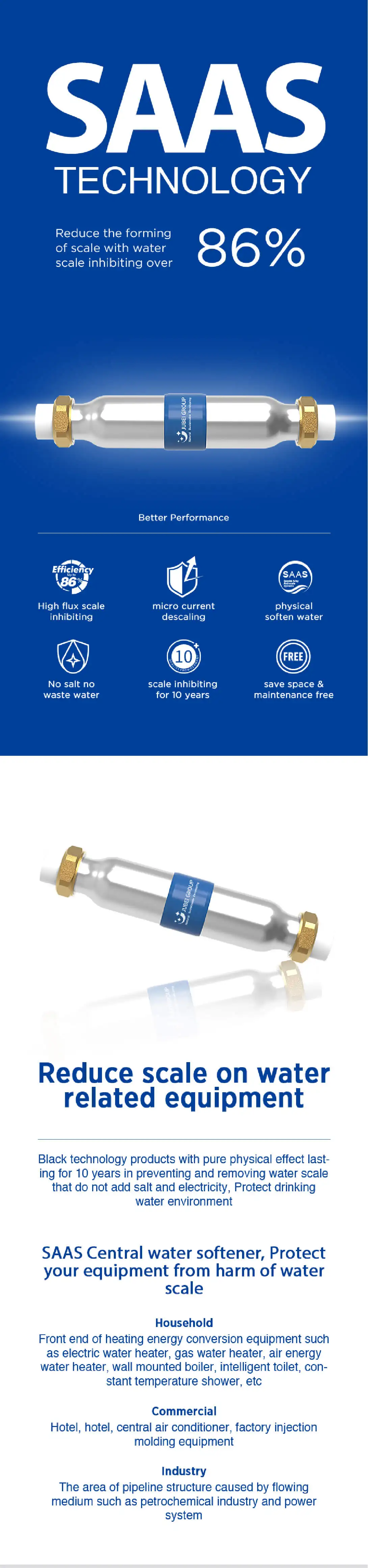 Brisk Scale Inhibitor Water Filter Soft Water Conditioner For Household ...