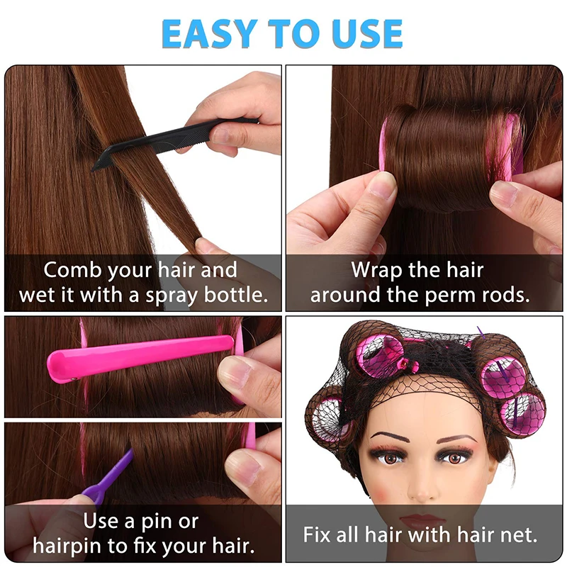 6 Sizes Smooth Magnetic Hair Rollers Set for DIY Styling