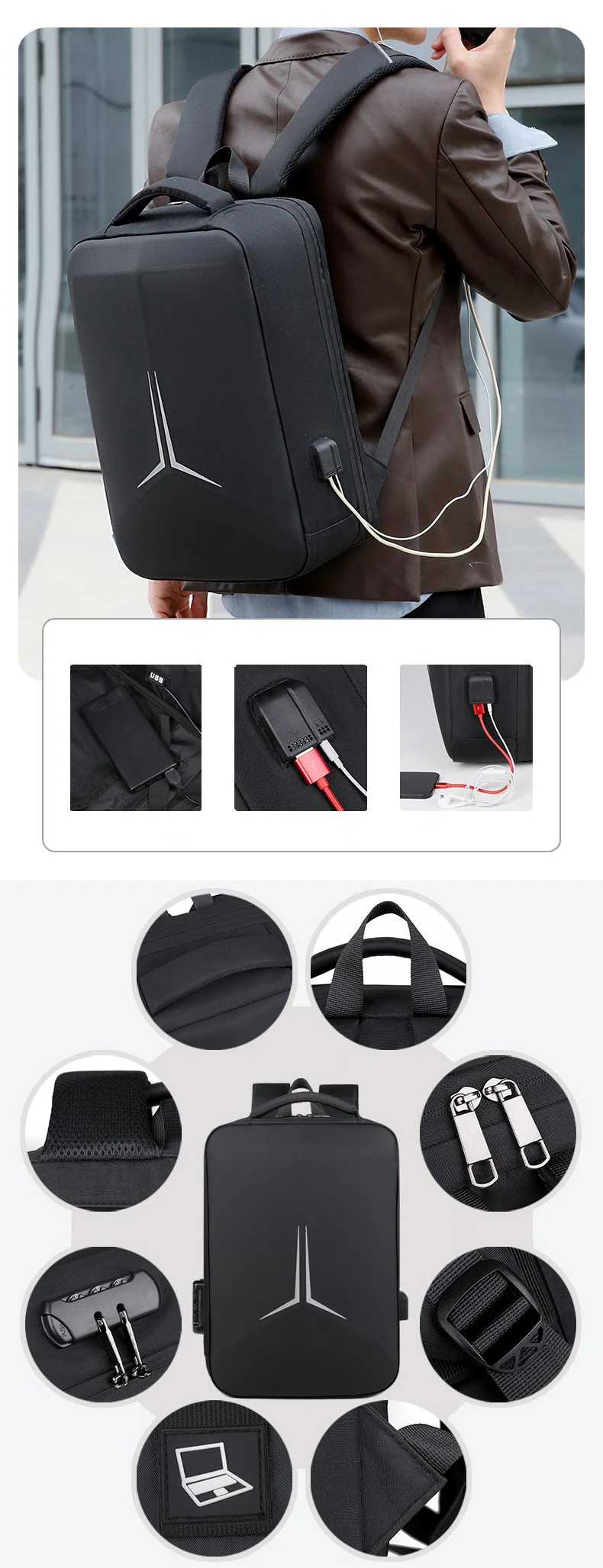 Factory Sale Business Travel Eva Backpack Usb Laptop Backpack Bag For ...