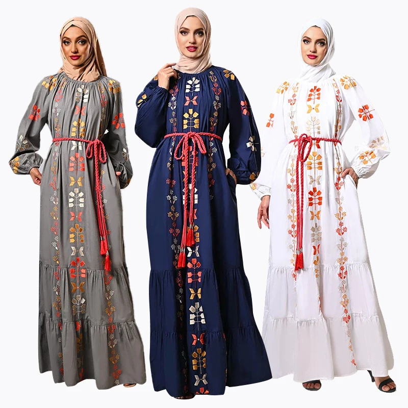 Islamic Eid Bohemian Machine Embroidered Heavy Abaya Dress Wholesale ...