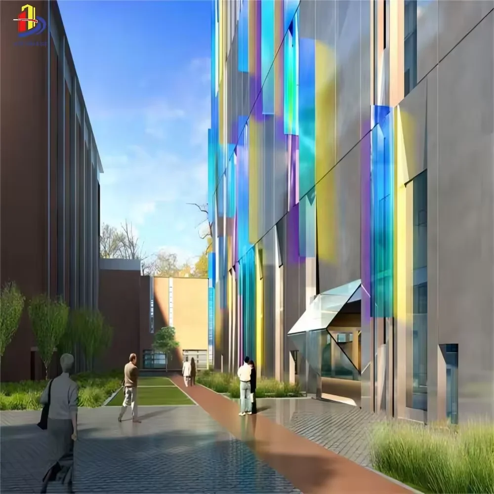 Decorative Glass Curtain Wall Dazzling Colored Reflective Colors ...