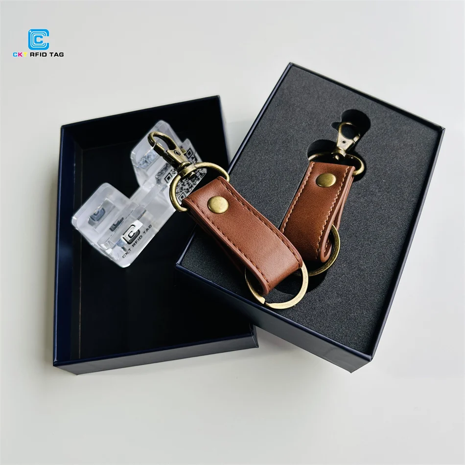 Custom Logo Leather Rfid Key Fob Keychain For Access Control System ...