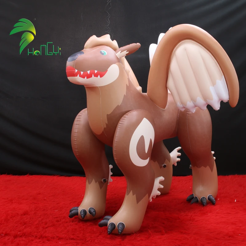 Brown Flying Wings Inflatable Custom Dragon Squeak Event Dragon Toy ...
