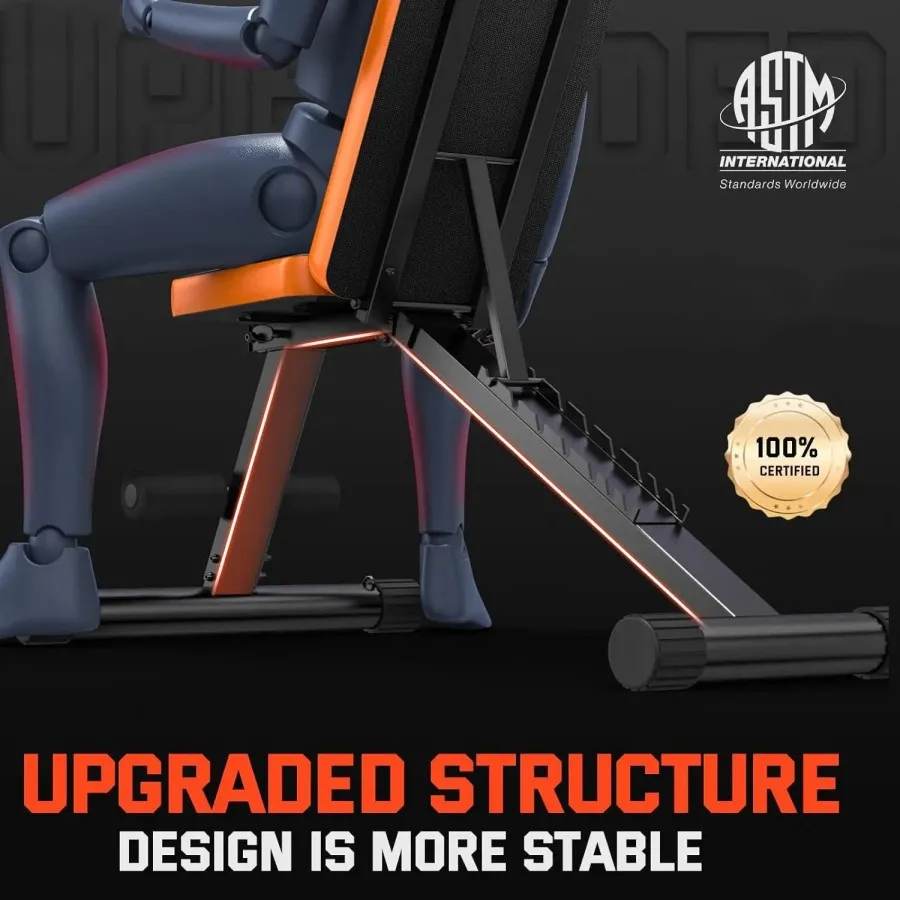 Super Adjustable Workout Bench for Bodybuilding Easy-to-Assemble Flat ...