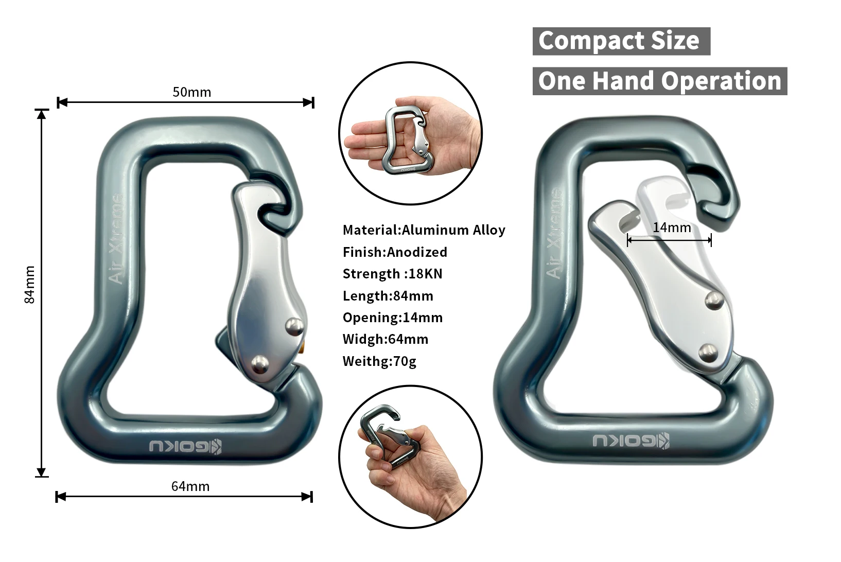 Outdoor Safety Rock Climbing Equipment Master Hook 20kn Paragliding ...