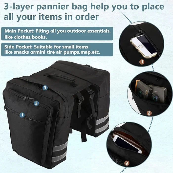28l Pannier Bike Rack Bag Waterproof Bicycle Pannier Bag Durable ...