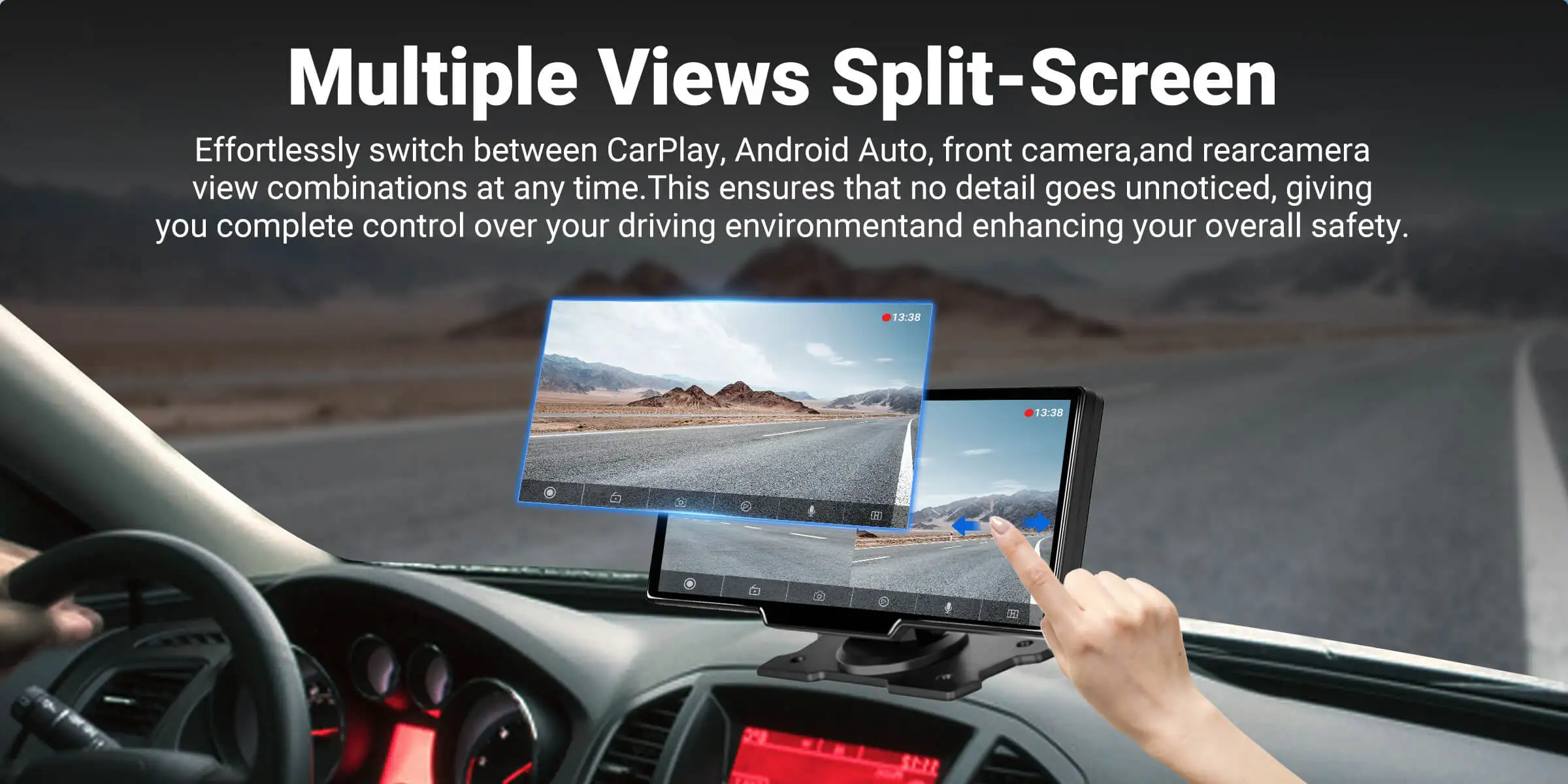 Ottocast 10.26" Portable 4K Dash Cam DVR GPS Car Stereo Radio CarPlay ...