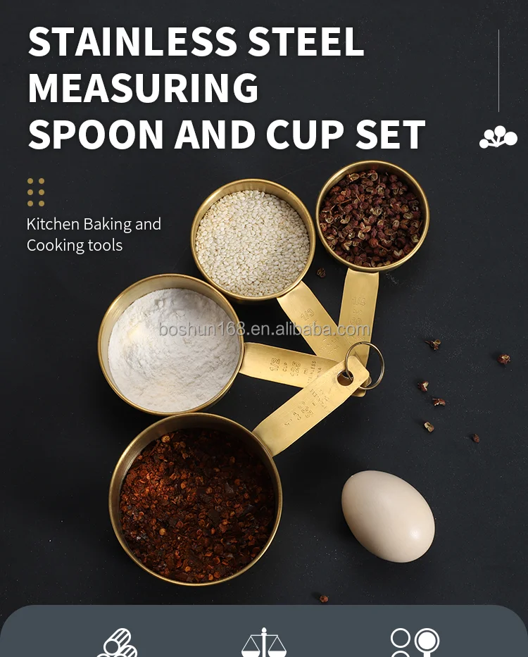 Factory Custom Gold Measuring Spoons Stainless Steel Short Handle 10ml ...