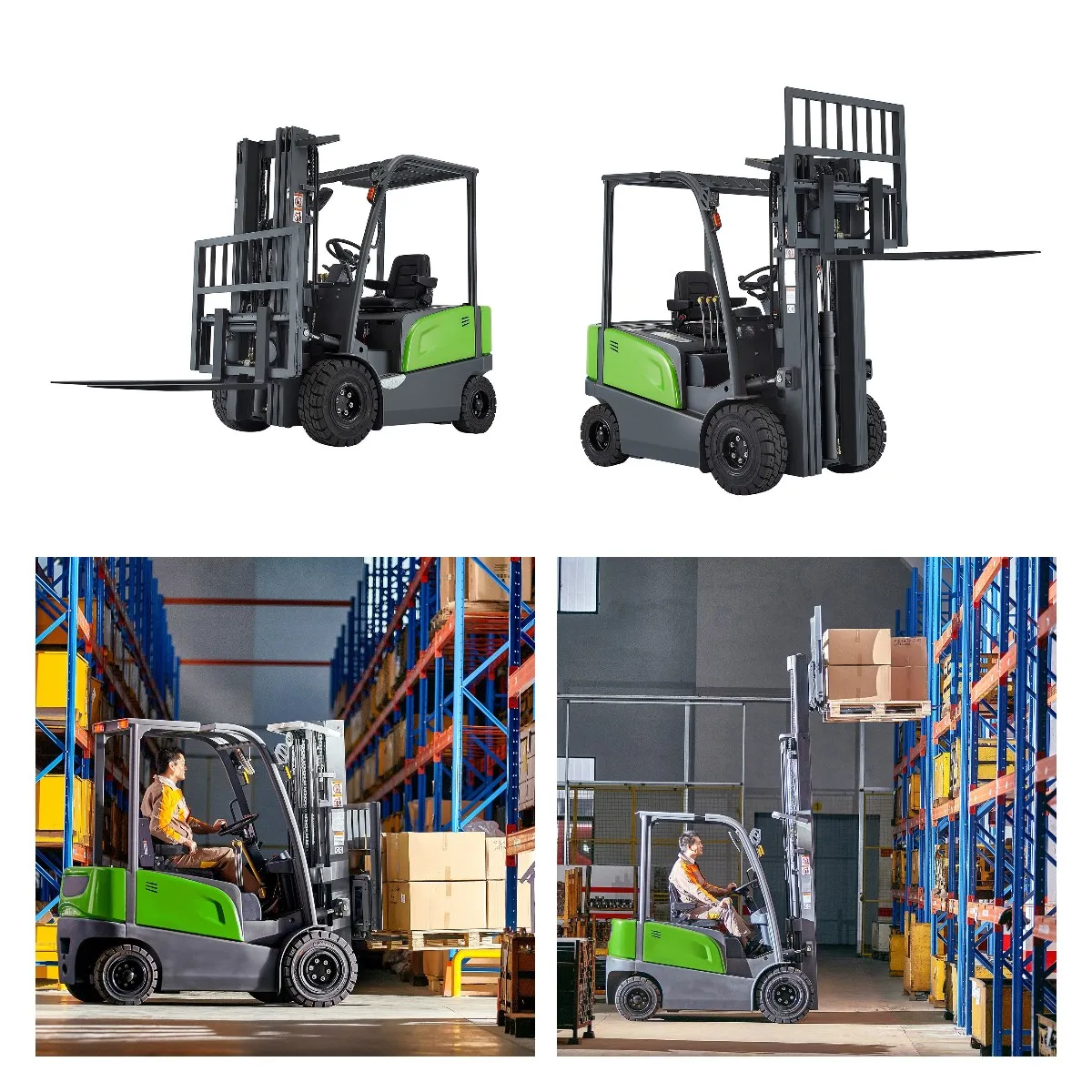 2000kg 6m Full Electric Forklift 2 Ton Electric Powered Pallet Stacker ...