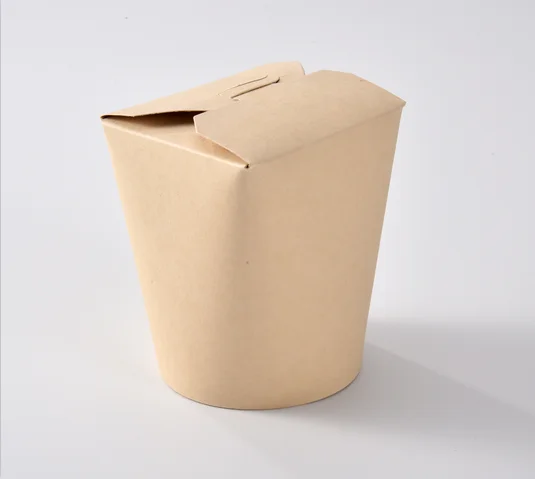 Custom 26oz Chinese Square Food Pail - Kraft Paper Noodle Box