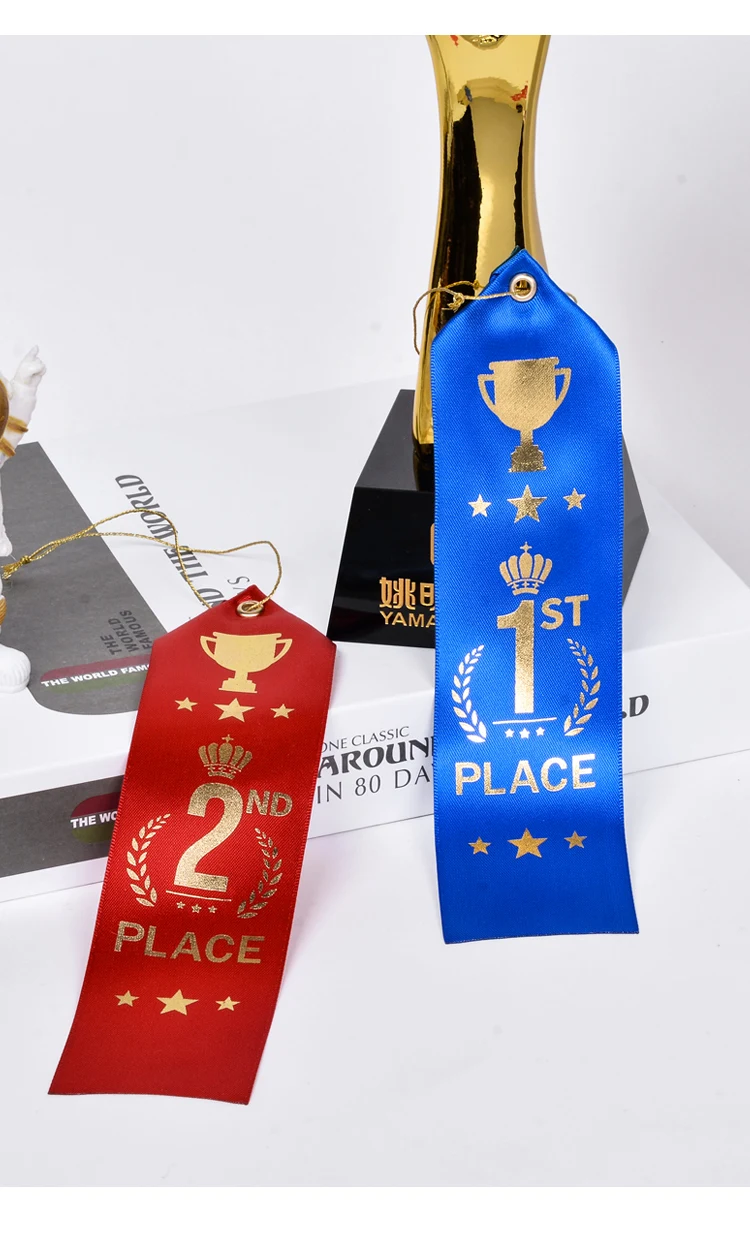YAMA Ribbon Big Size 1st 2nd 3rd Place Gold Silver Bronze Trophy Flat ...