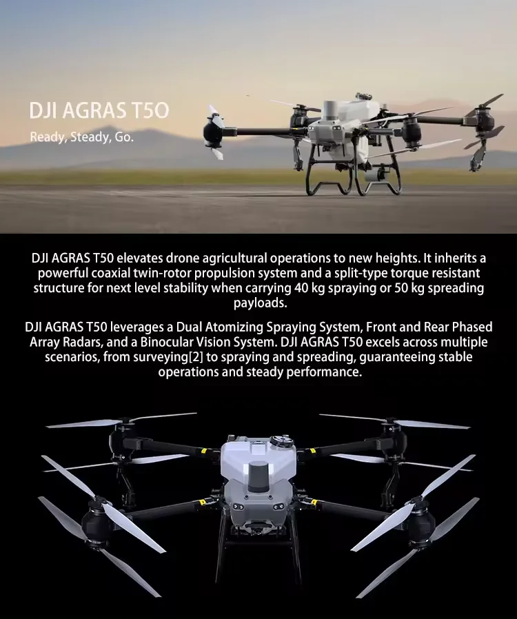 DJI Agras T50 - Efficient Farm Spraying with Charging Station