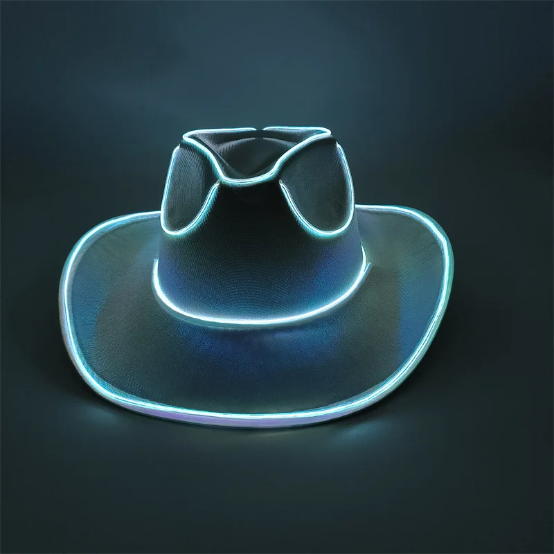 Colorful LED Rainbow Light up Holographic Adult Cowboy Hat