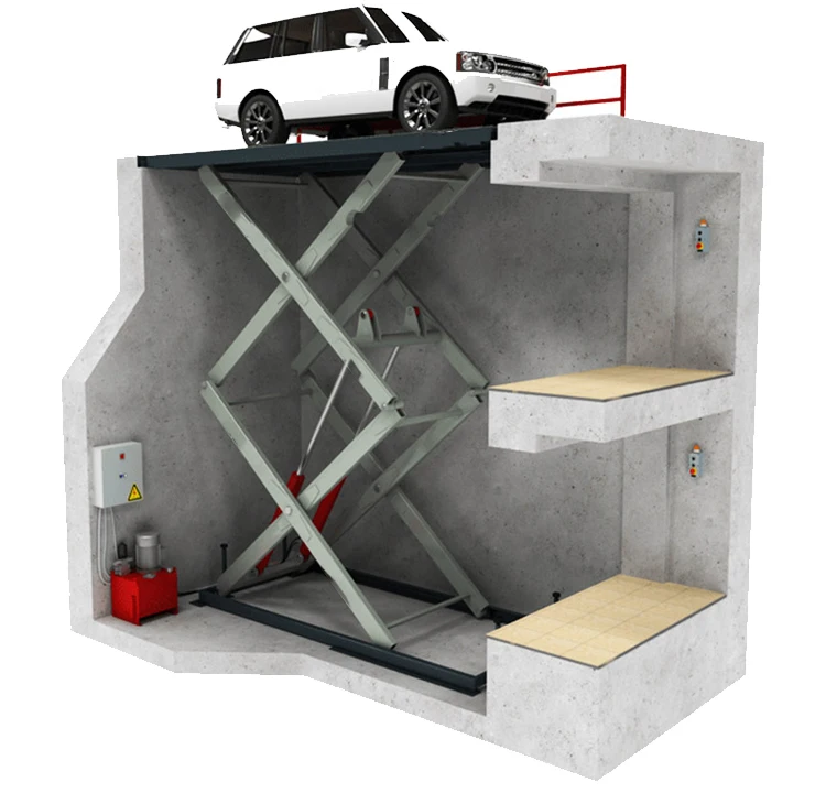 Hydraulicn Car Lift Elevators Underground Garage Scissor Car Parking ...