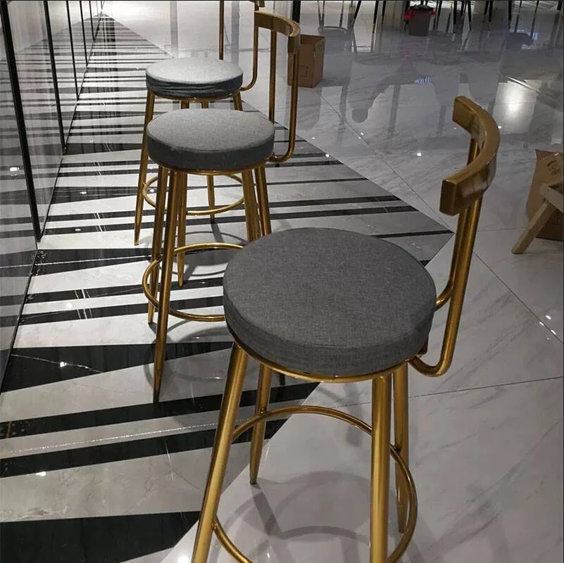 Modern Metal Bar Stool Chair Furniture High-leg Counter Gold Frame With ...