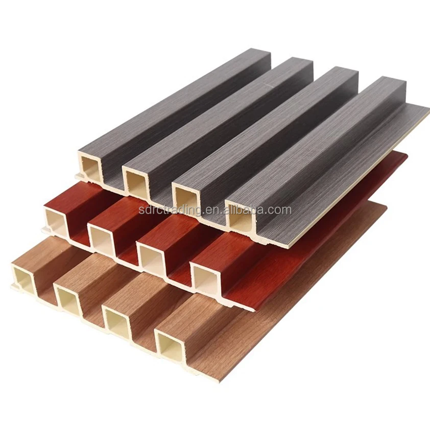 Chinese Factory PVC Fluted Board Wood Grain Wall Cladding Interior WPC ...