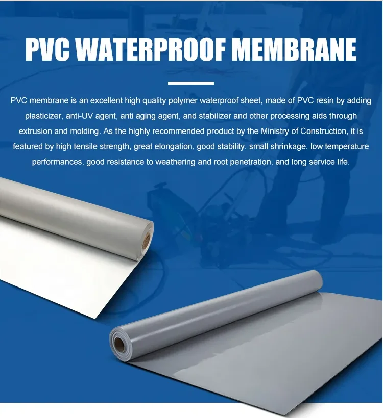 Flat Roof Pvc Waterproofing Materials Reinforced Pvc Membrane Building ...