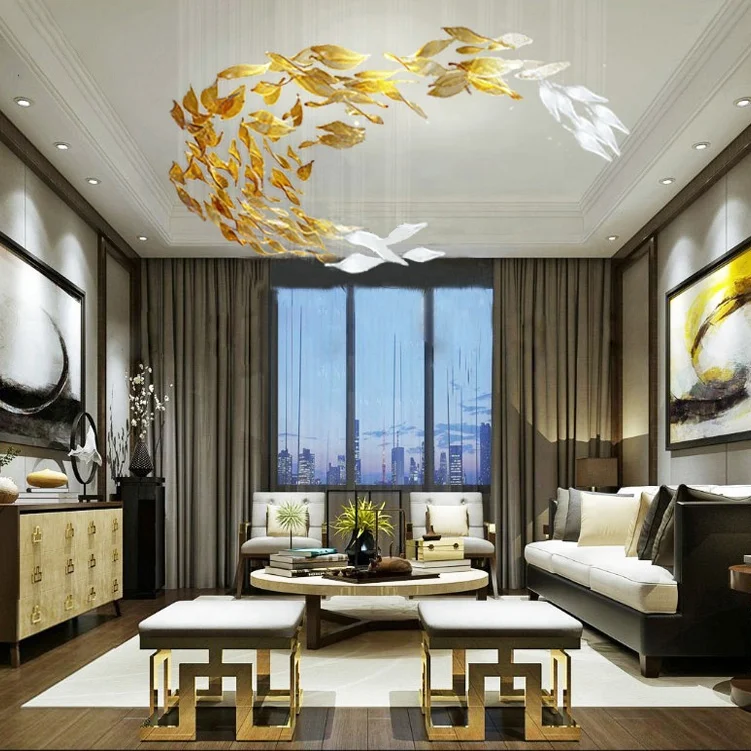 Modern Lighting Chandelier - Vivid Gold Shade Project