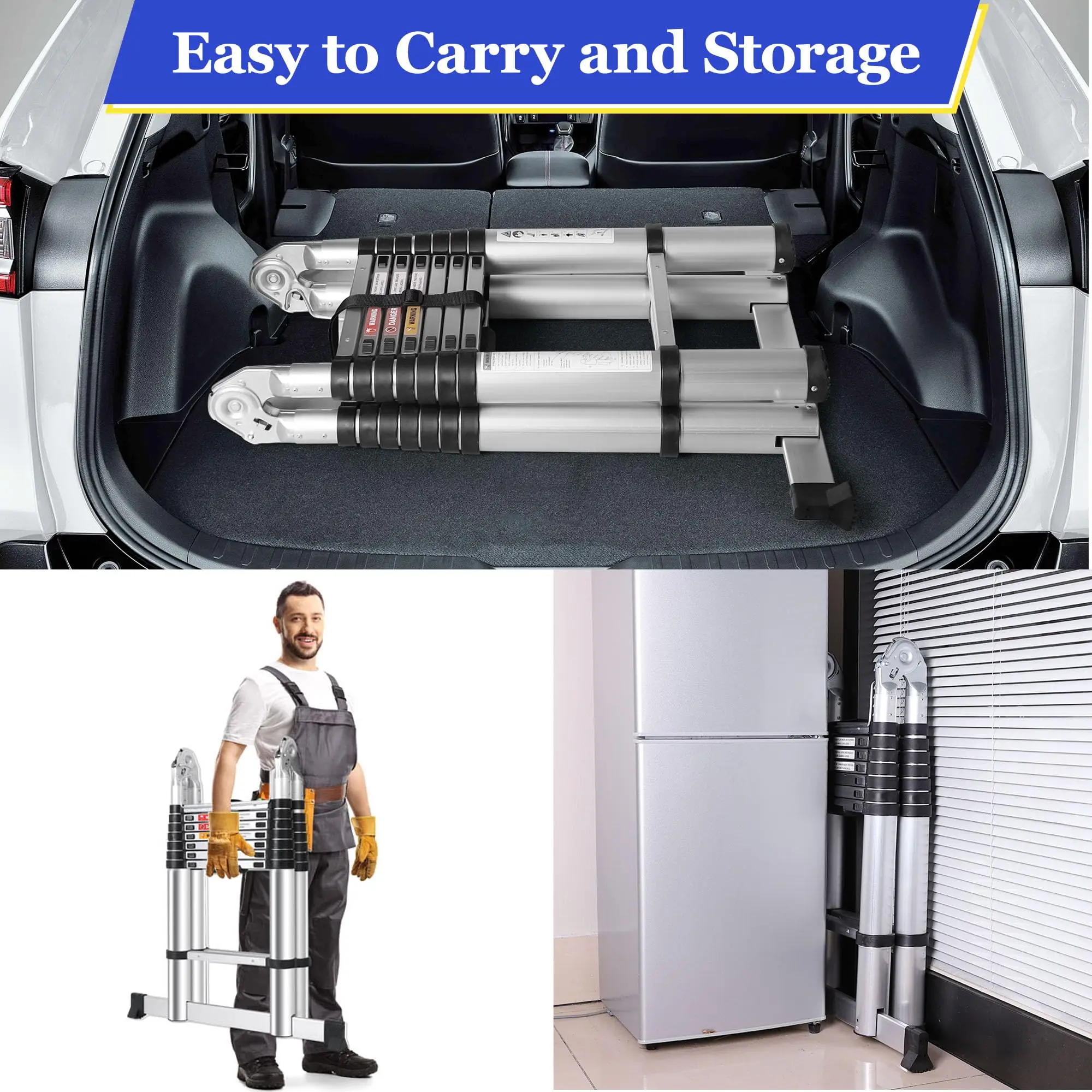 Telescoping a Frame Folding Ladder Aluminum Alloy Lightweight Extension ...
