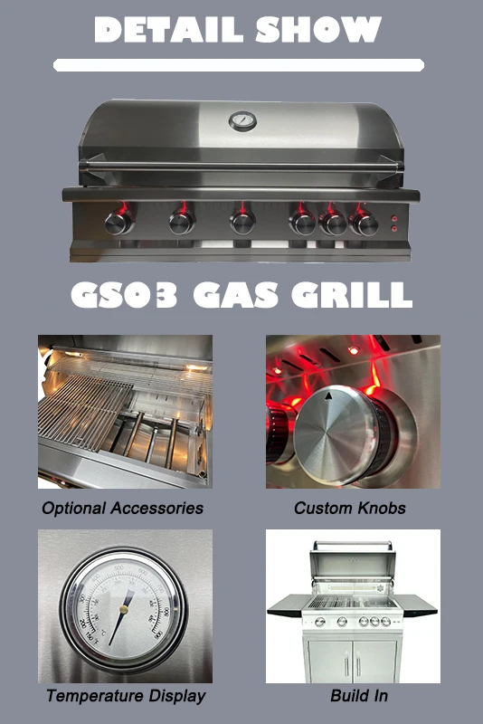 Gs03 Outdoor Grill Table Stainless Steel Gas Barbecue Built In Gas Bbq ...
