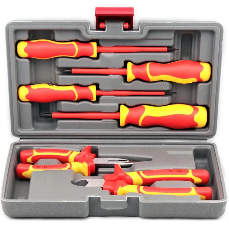 6 Pieces Electrical Tool Set Insulated Screwdriver Pliers Combination ...