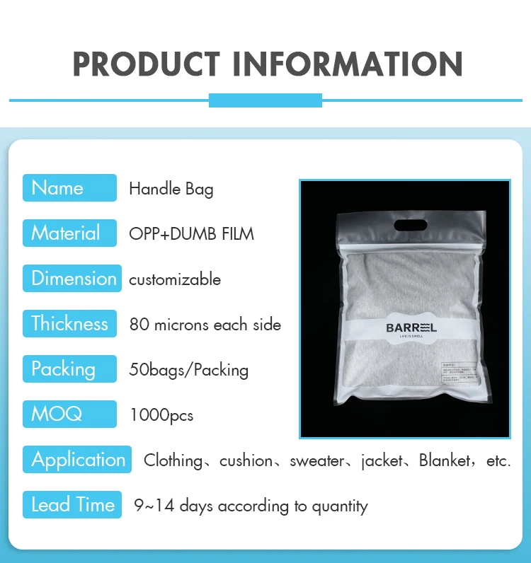 Custom Printed Logo Opp Handle Plastic Bag Die Cut Bag For Clothing ...