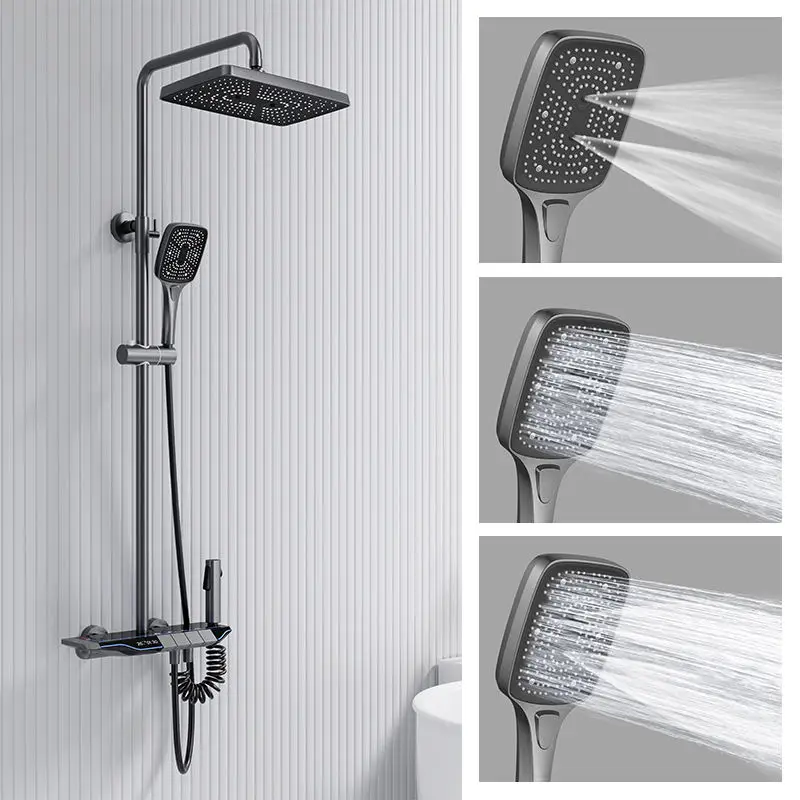 Shower And Toilet Set Pvd Gun Gray All In One Piano Digital Shower ...