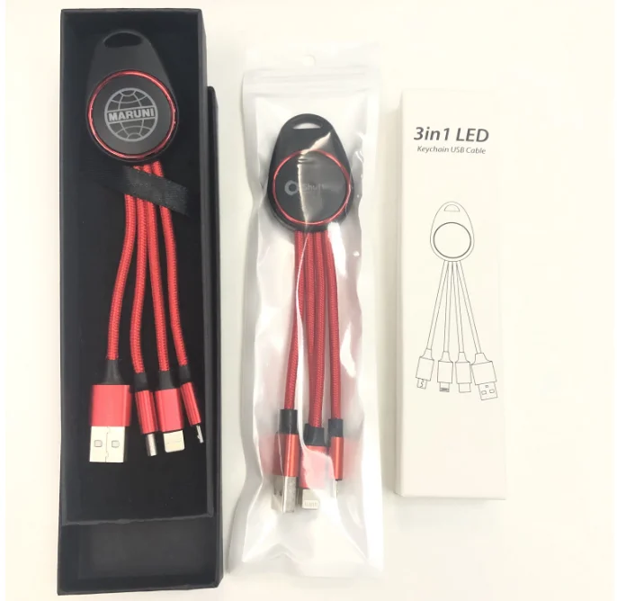 Free Samples 2023 Most Popular 4 In 1 Keychain Usb Charge Cable With ...