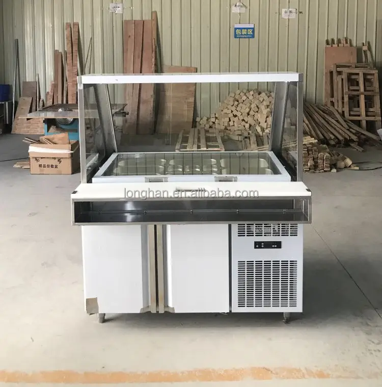 Factory Hot Sale Counter Chiller Showcases Glass Display Prep Table ...