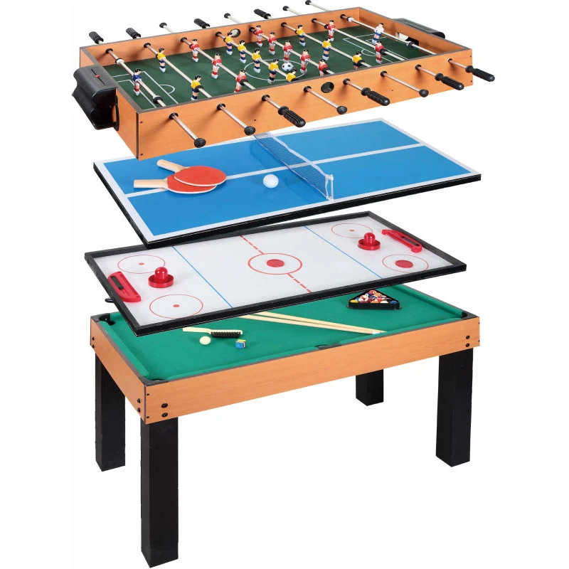 Indoor Sport Wooden Football Table Toy 4 in 1 Foosball Air Hockey ...
