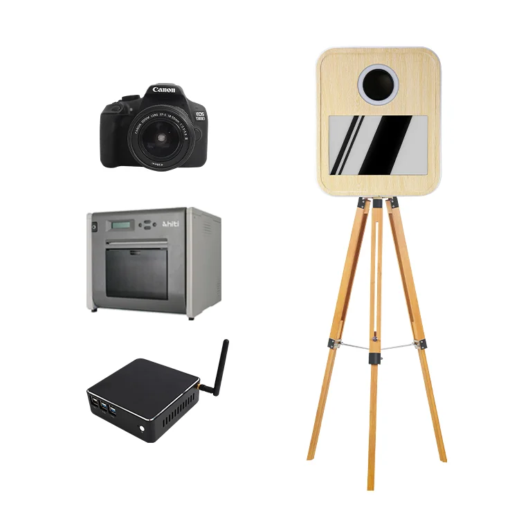 Fast Delivery Wedding Selfie Photobooth Kiosk Vintage Wooden Grain ...