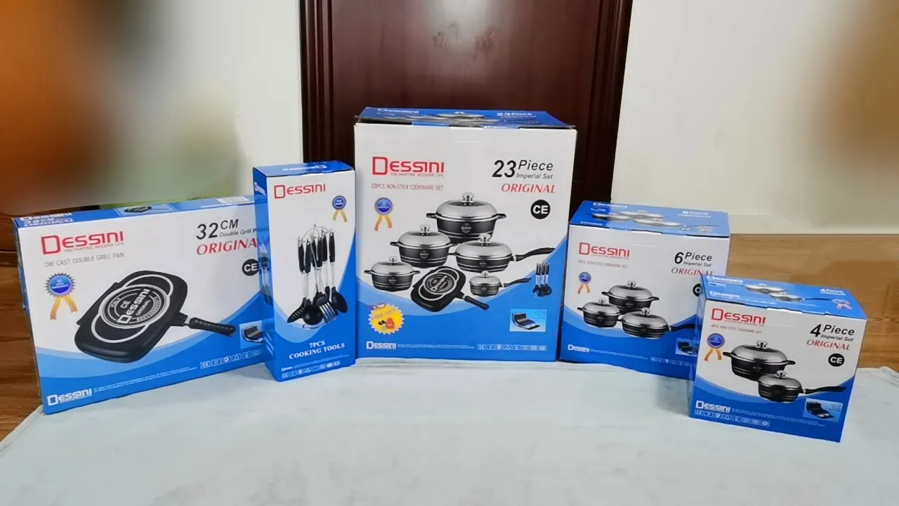 Hot Sale Dessini 23pcs Aluminum Non Stick Royal Kitchen Cookware And ...