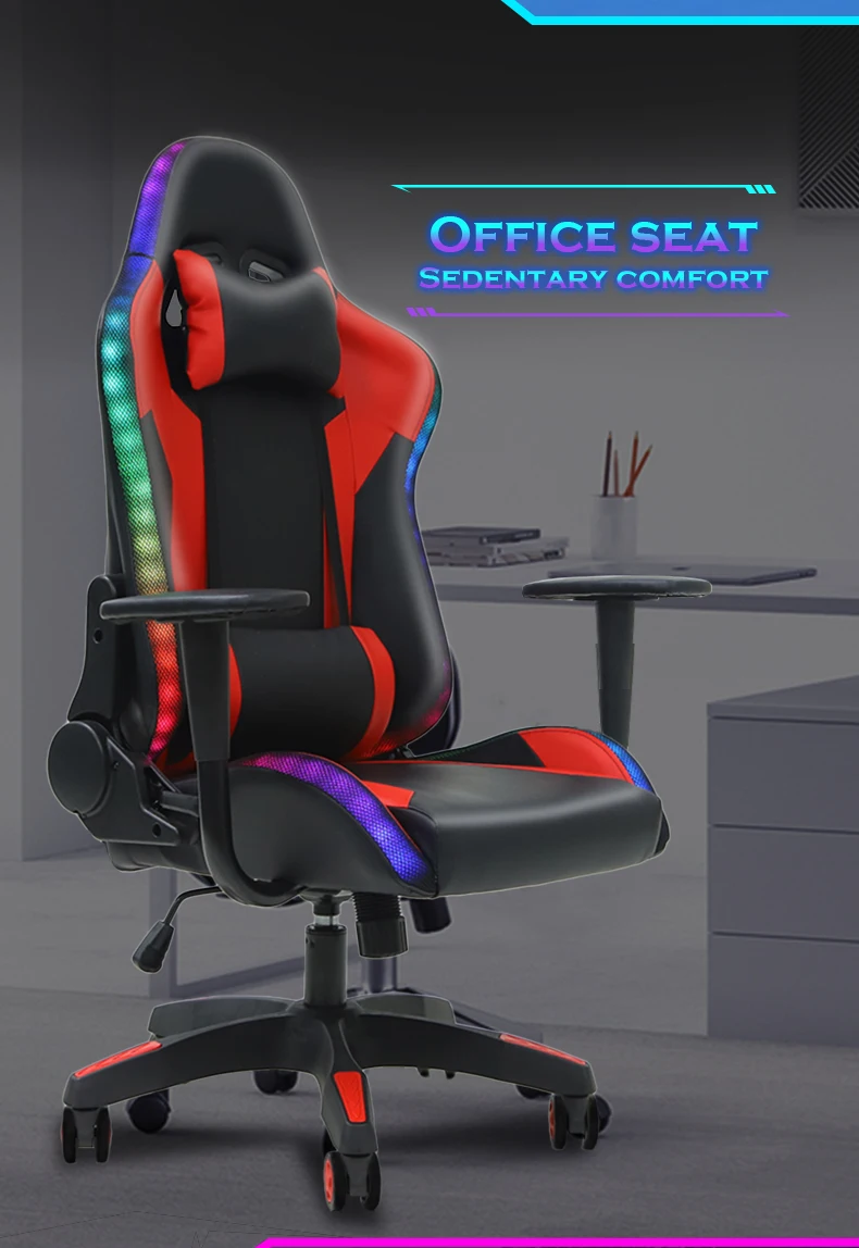 Happygame Gaming Chair - RGB, Synthetic Leather, Ergonomic