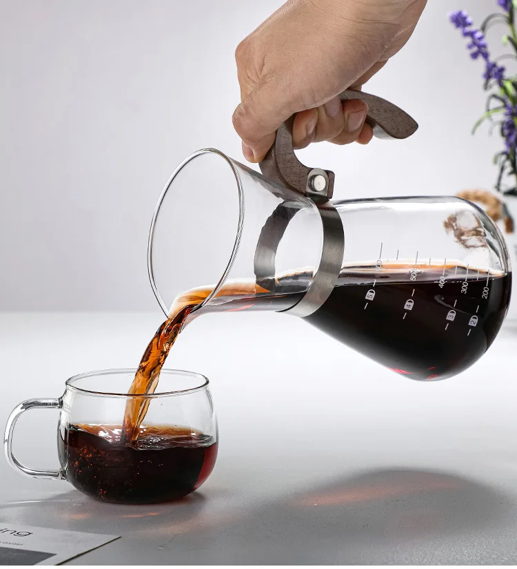 Ecocoffee Transparent Glass Coffee Server Pour Over Carafe 600ml Coffee ...