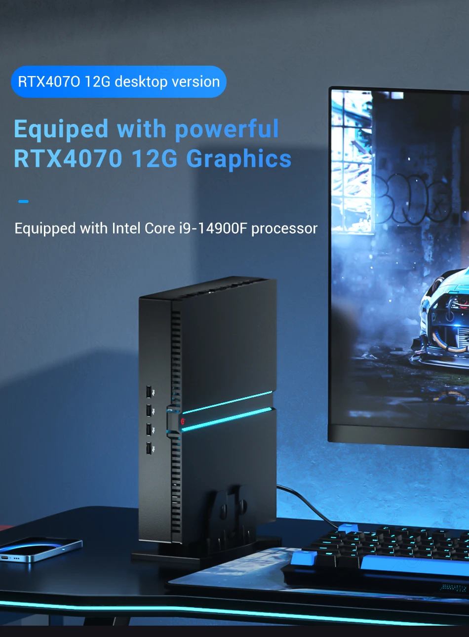 Power Mini PC Gamer Beast I9 14900F I7 14700F NVI-DIA RTX 4070 12G ...