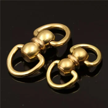 Solid Brass Swivel Eye Rotating Connector Double End D Ring For ...