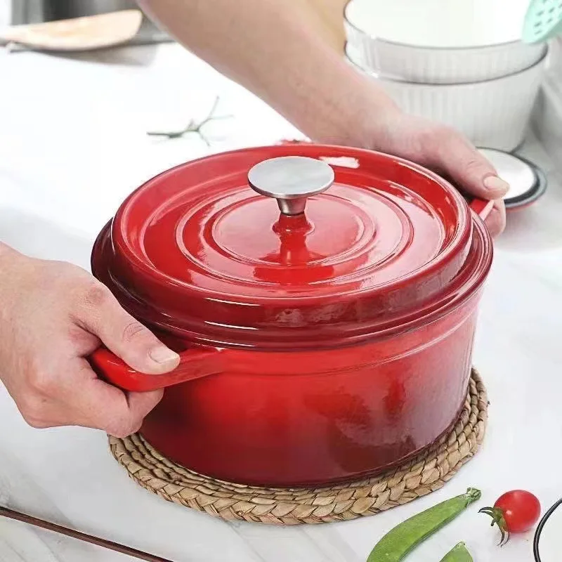 RONGDE Cast Iron Soup Pot Set - Durable Non Stick Cookware