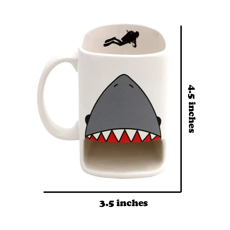 Custom Porcelain Shark Week Tea Cup with Biscuits Holder