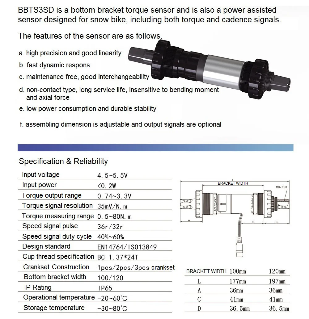 New Design Electric Bike Bottom Bracket Torque Sensor for Ebike Engine ...