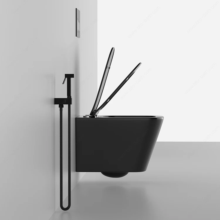 Bto Wallhung Toilet Concealed Tank Matte Black Color Luxury P-trap ...