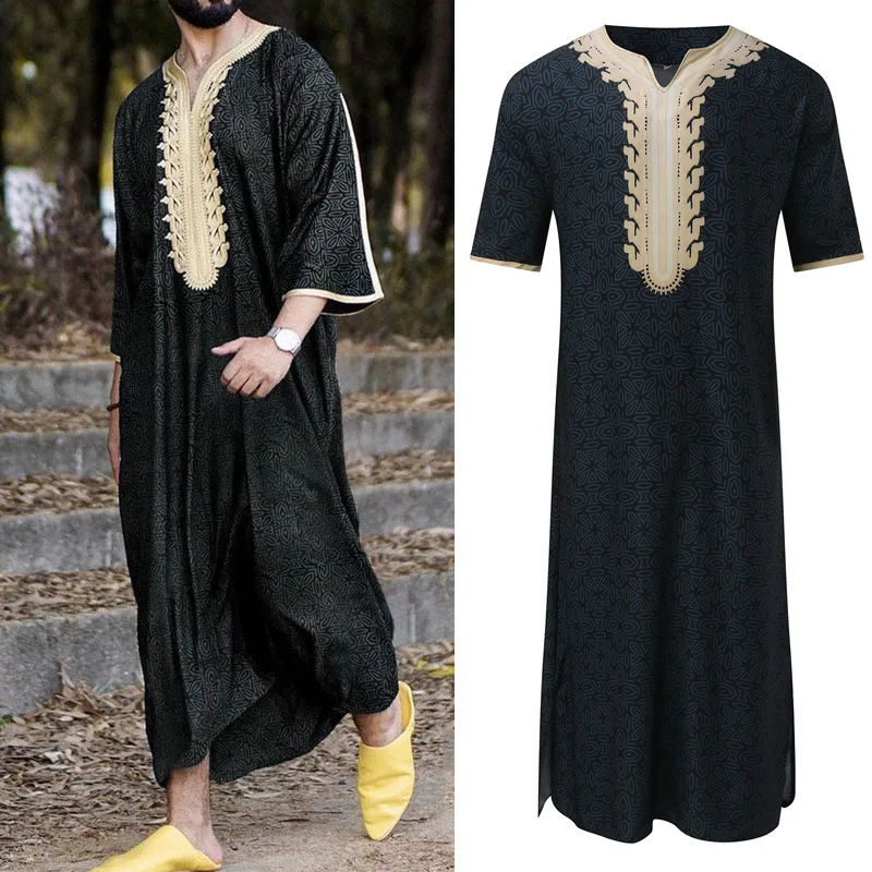 Moroccan Thobes Robe Men Jalabiya Islamic Traditional Muslim Kaftan ...