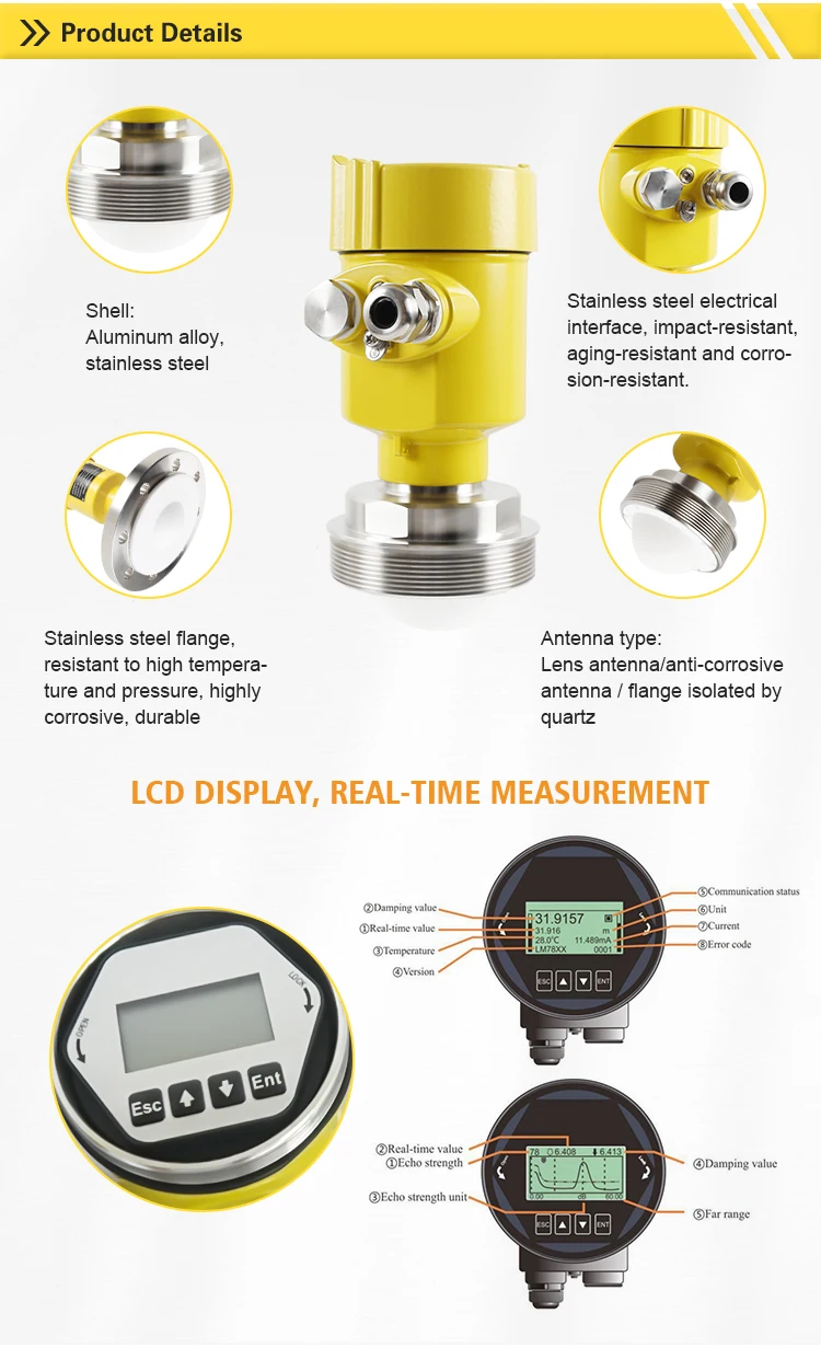 FMCW 80ghz Fm Radar Fuel Grain Level Transmitter High Precision Cement ...